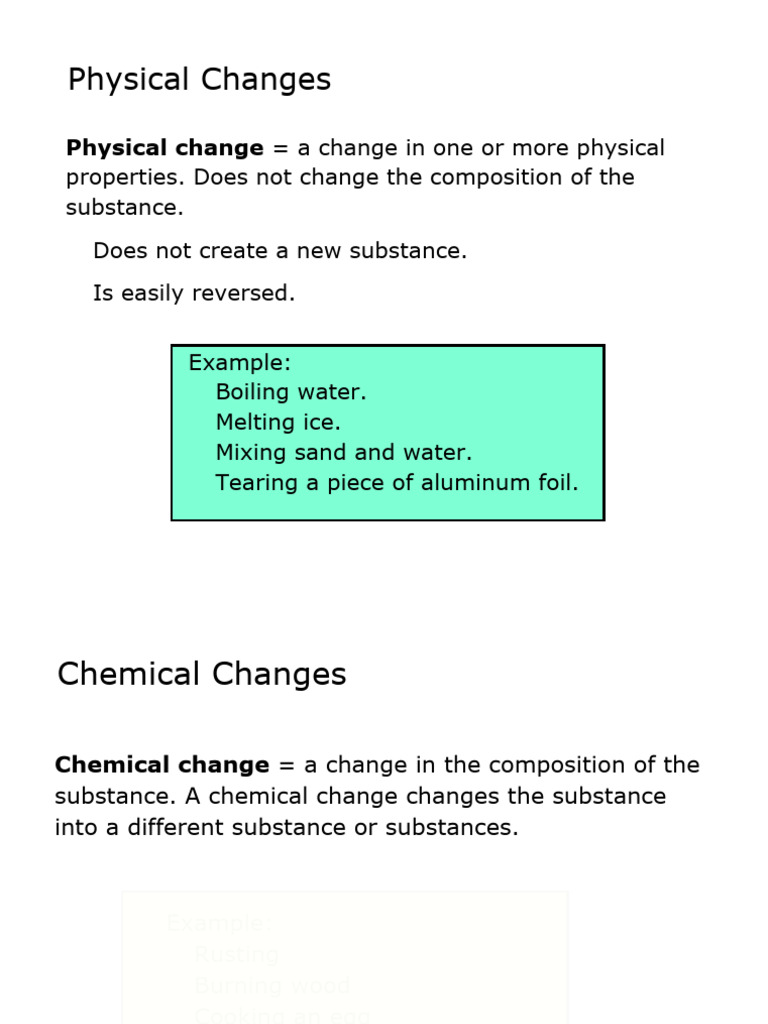 Physica Chemical Changes Classifying Matter | PDF | Mixture | Chemical Substances