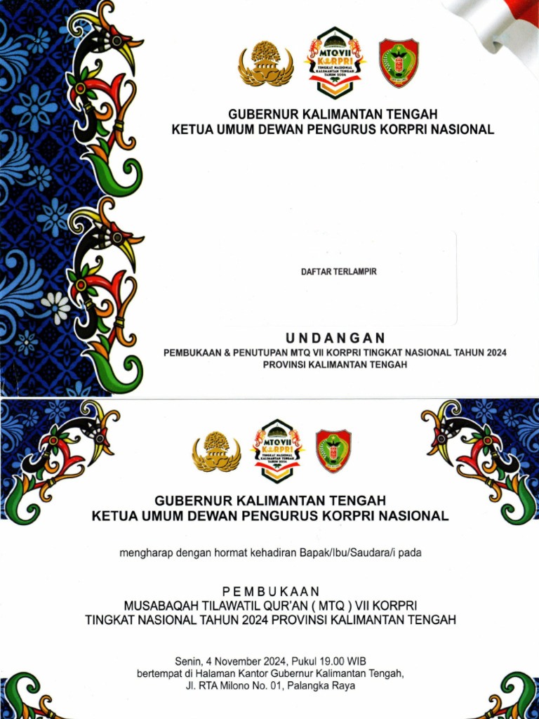 Undangan MTQ VII KORPRI Kalteng 2024 | PDF