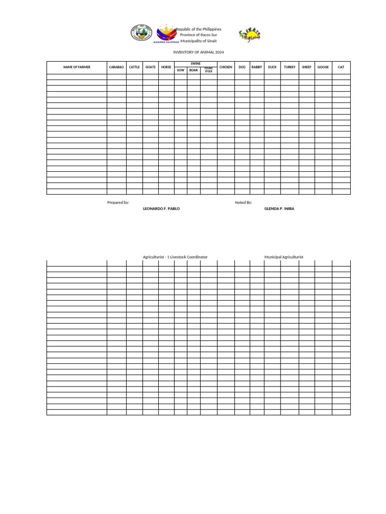 2024 Animal Inventory in Sinait, Ilocos Sur | PDF