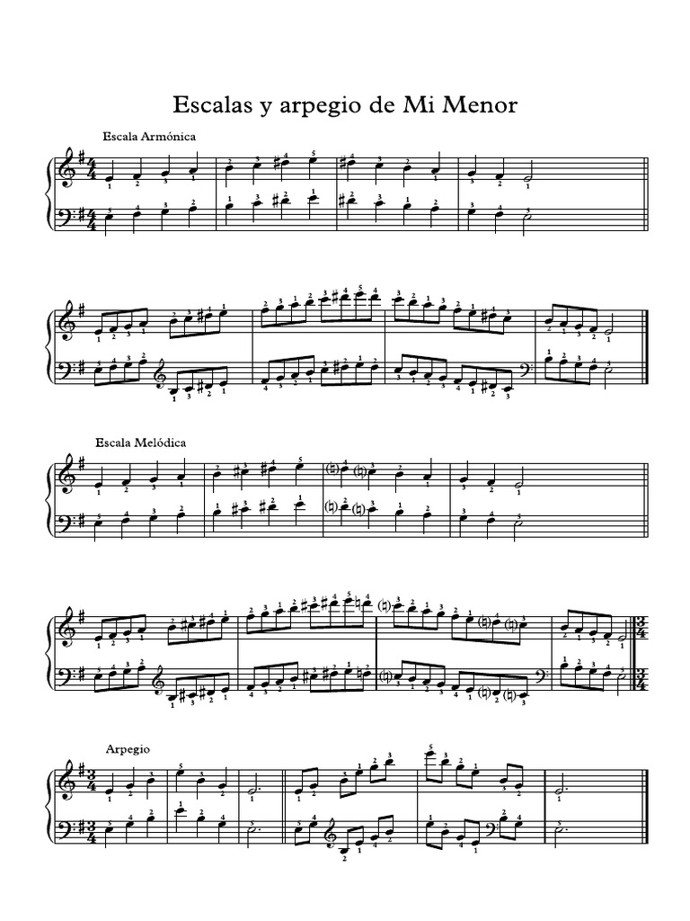 Escala y Arpegio de Mi Menor | PDF