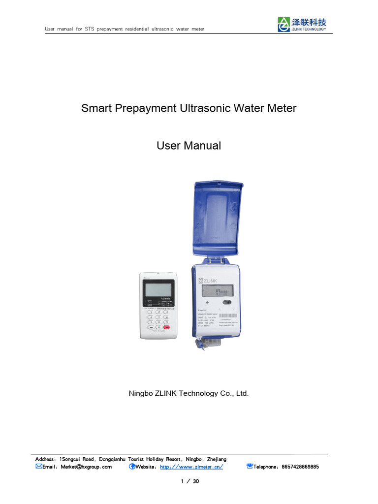 ZLINK Prepayment Ultrasonic Water Meter User Manual | PDF | Flow ...