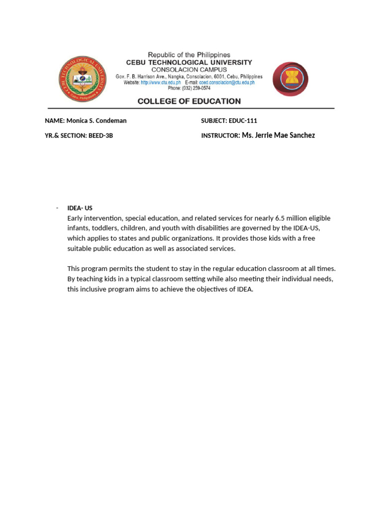 Educ 111 | PDF | Inclusion (Education) | Special Education