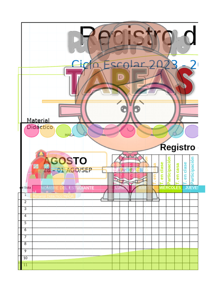 Registro de Tareas Material Didáctico Maca 2023-2024 | PDF