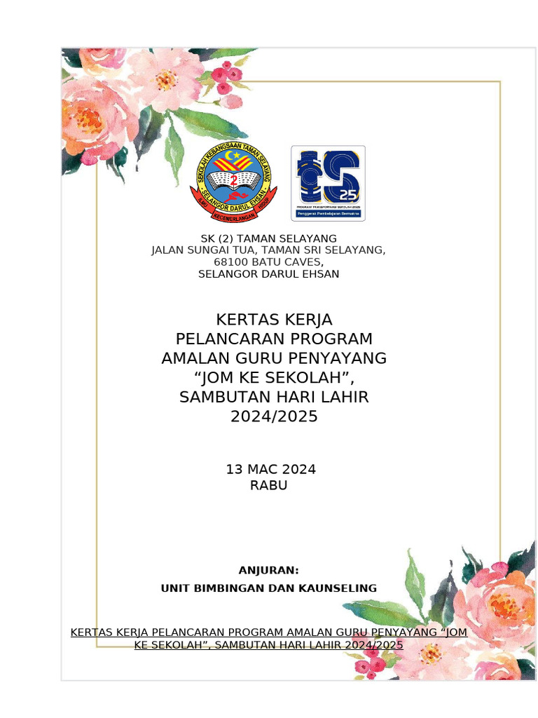 PW Program Pelancaran Jom Ke Sekolah 20242025 | PDF