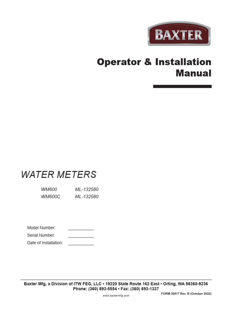 WM600 Water Meter Oper & Install Manual F36817 (10-22) | PDF | Plumbing ...