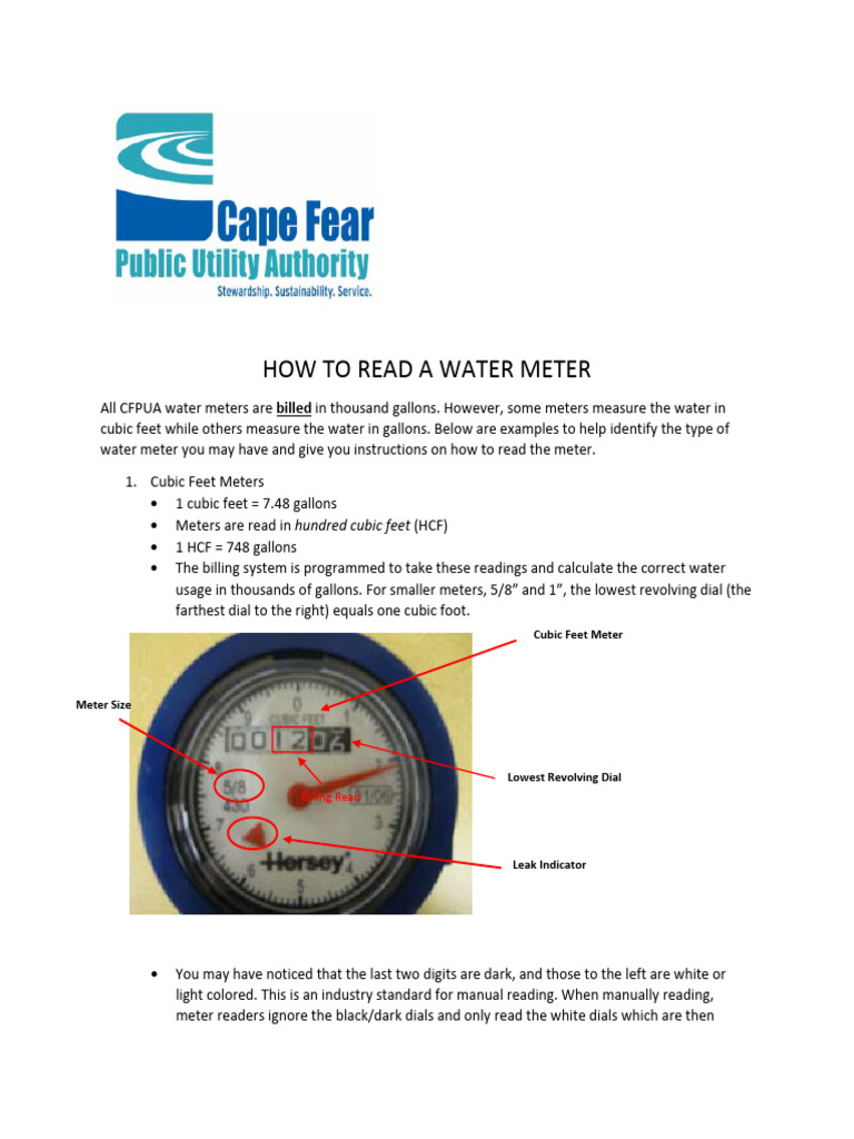 How To Read A Water Meter - 201808141328390854 | PDF | Foot (Unit)