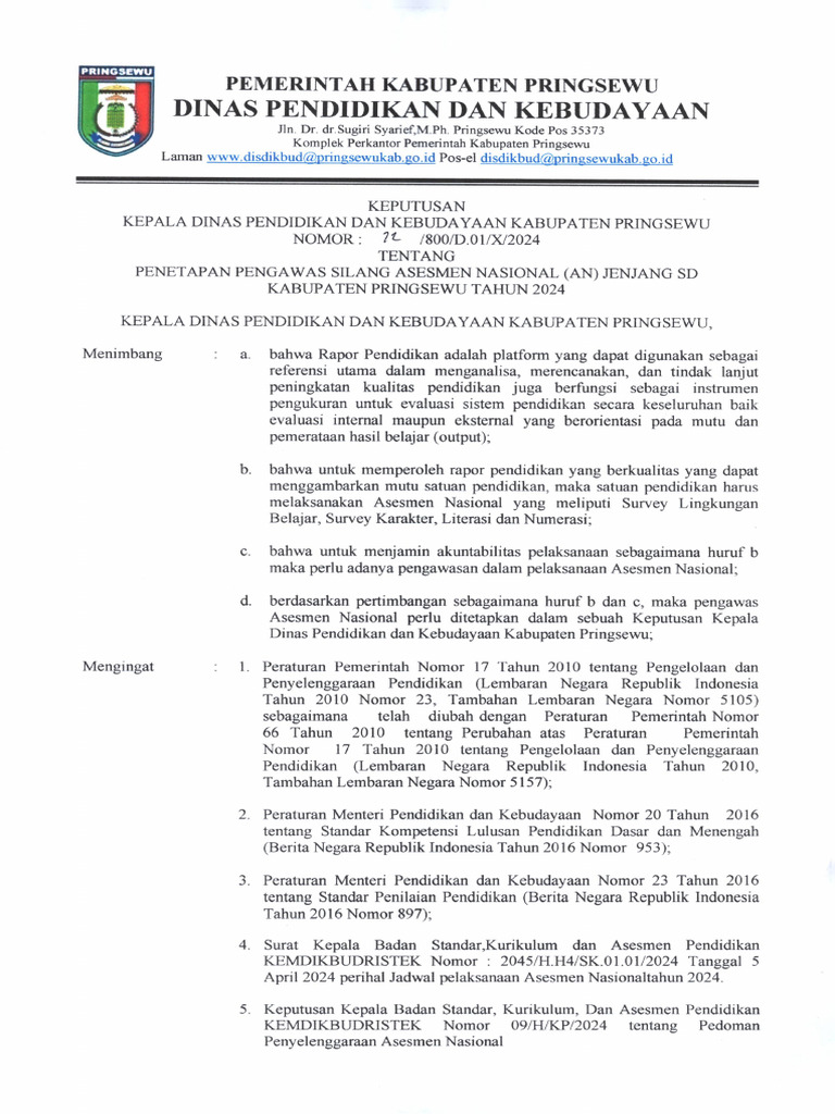 SK Pengawas An SD | PDF