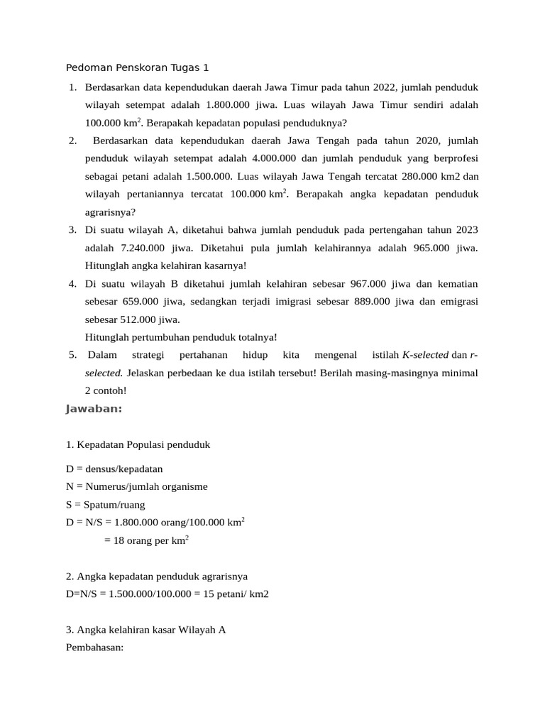 Pedoman Penskoran Tugas 1 | PDF | Perjalanan