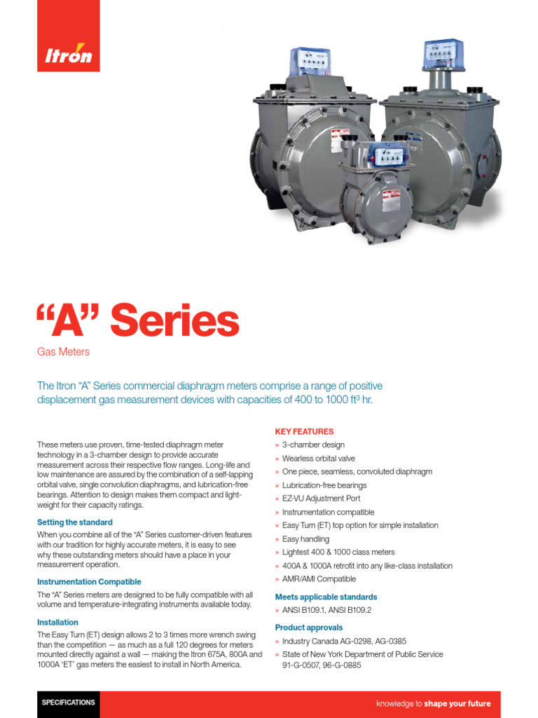 Itron A Series Gas Meter | PDF | Valve | Litre