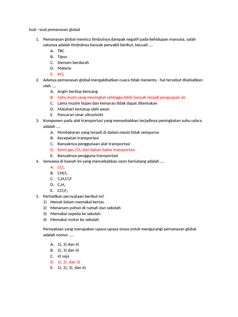 Soal Pemanasan Global | PDF