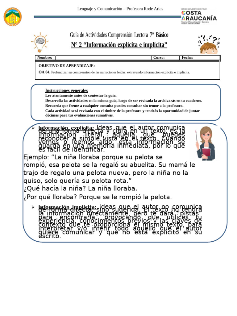 Actividades sobre Información Explícita e Implícita | PDF | Información ...