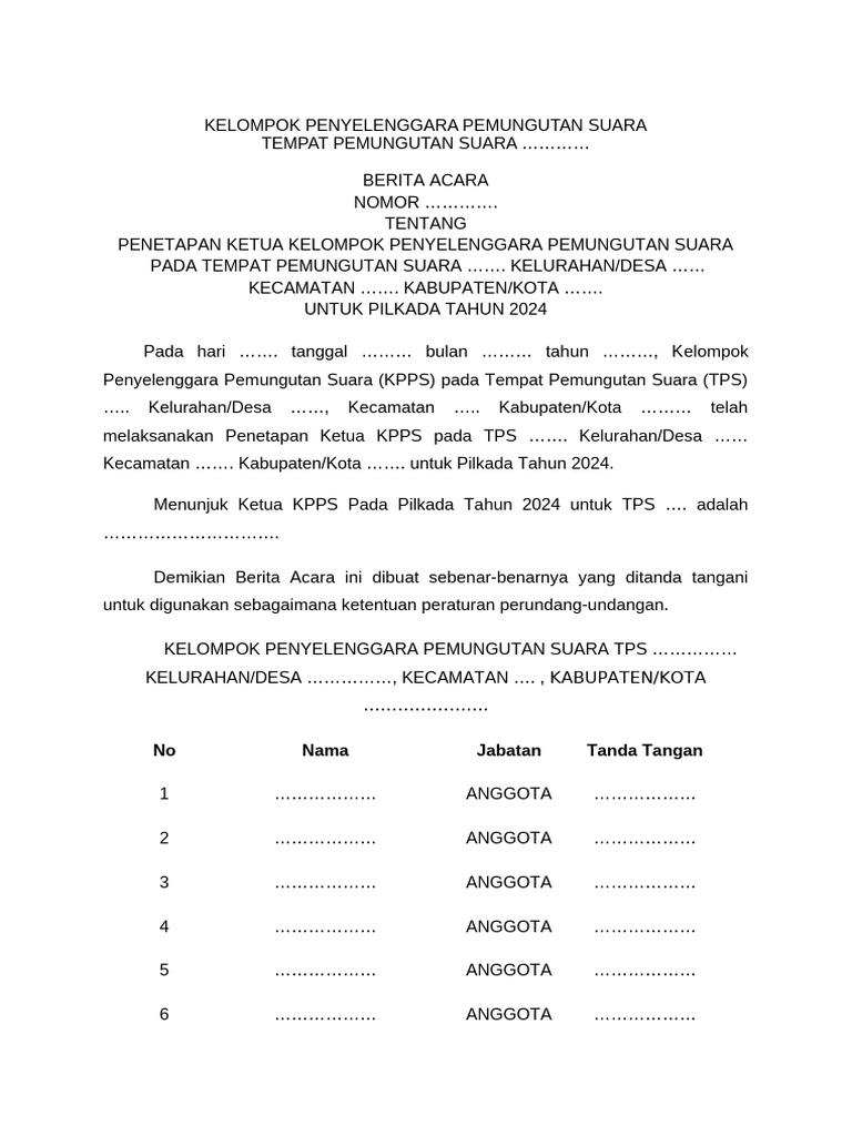 0 Ba KPPS Ketua KPPS | PDF