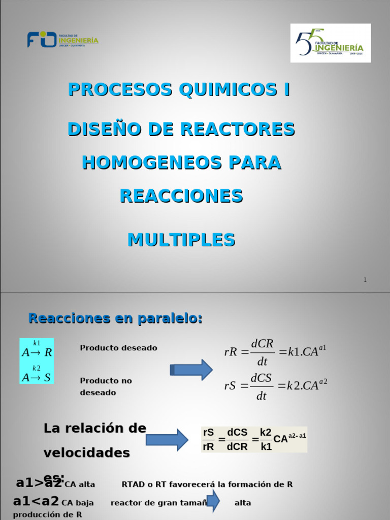 Diseño de Reactores Homogeneos Ideales para Reacciones Multiples 2024 | PDF | Ciencias fisicas ...