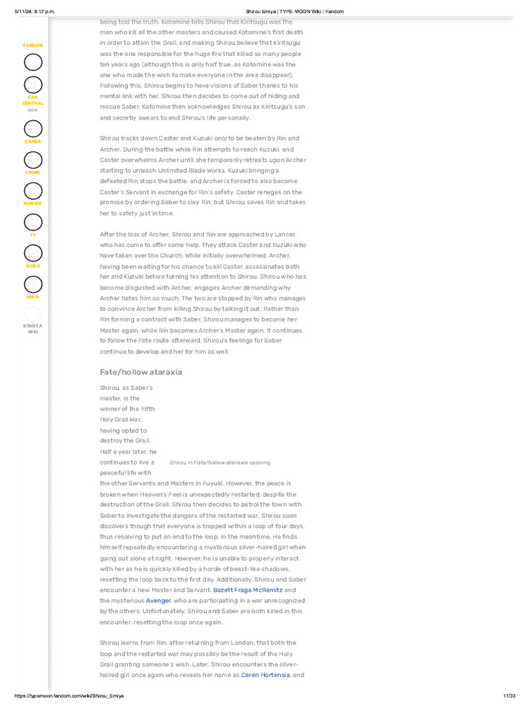 Shirou Emiya - TYPE-MOON 3 | PDF