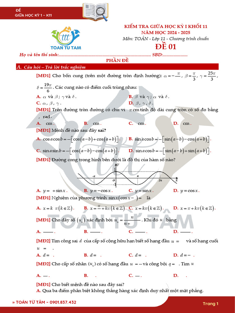 11-ĐỀ 1-GK1 | PDF