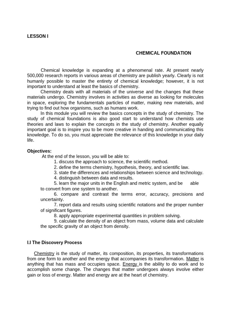 Lesson 1 Inorganic Chemistry | PDF | Chemistry | Experiment