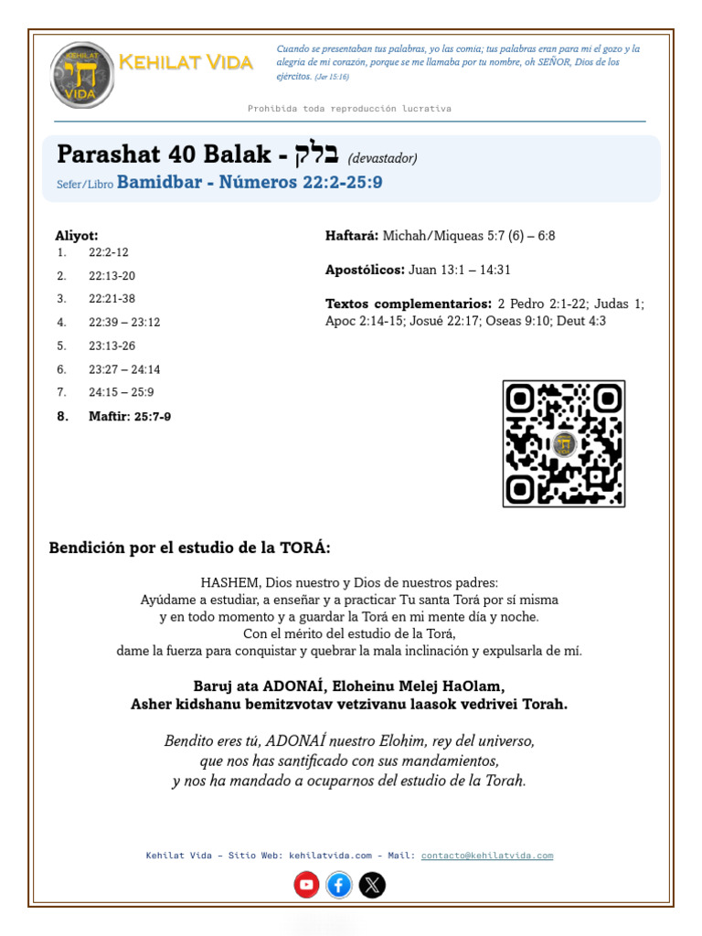 Parashat 40 Balak - Kehilat Vida | PDF | Profeta | Creencia religiosa y ...