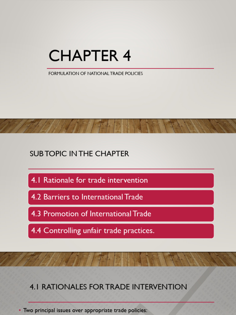 CHAP 4 Formulation of National Trade Policies | PDF | Non Tariff Barriers To Trade | Dumping ...