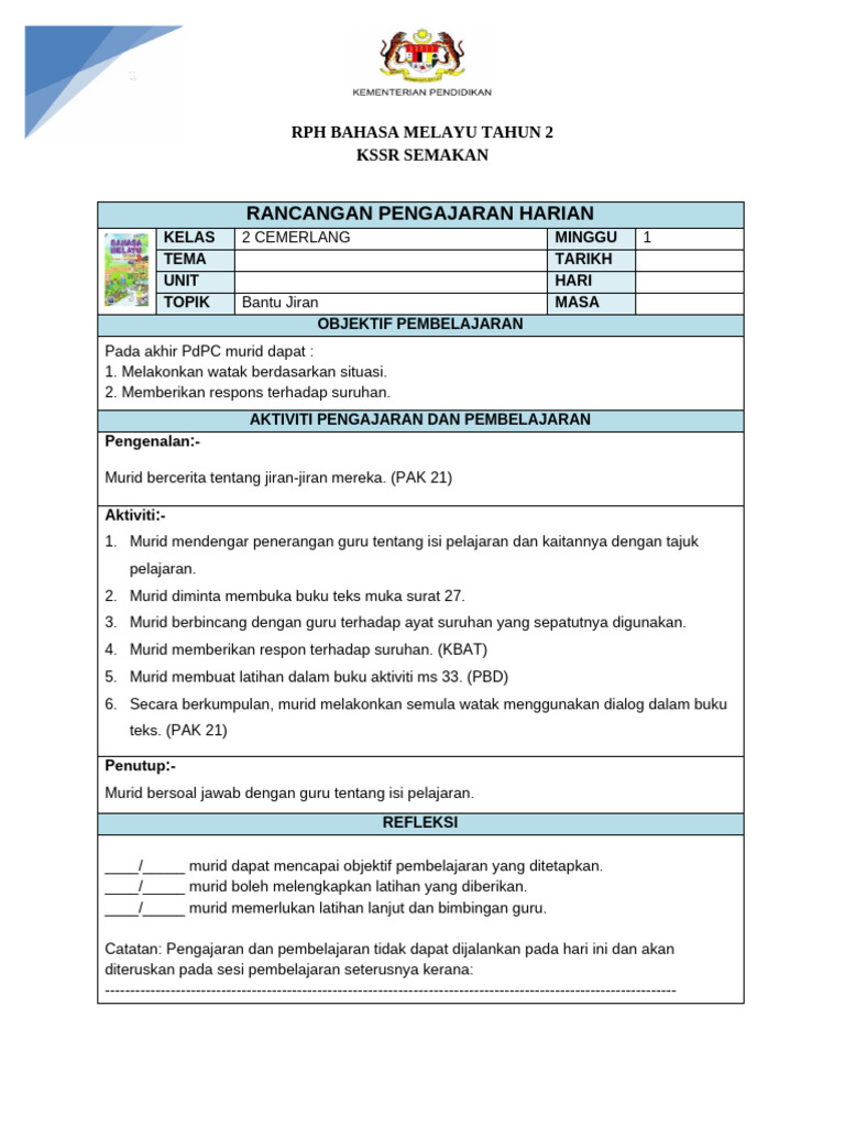 RPH BM THN 2 NEW (Unit 5) | PDF