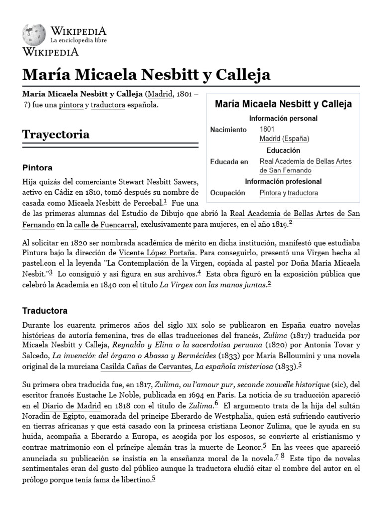 María Micaela Nesbitt y Calleja | PDF | Traducciones