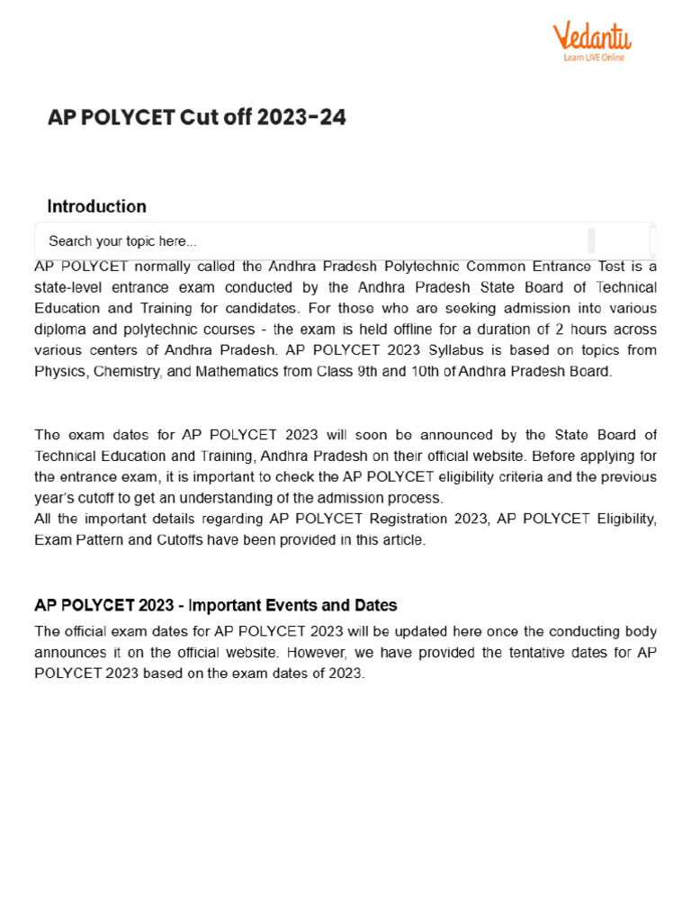 AP POLYCET Cut Off 2023-24 | PDF