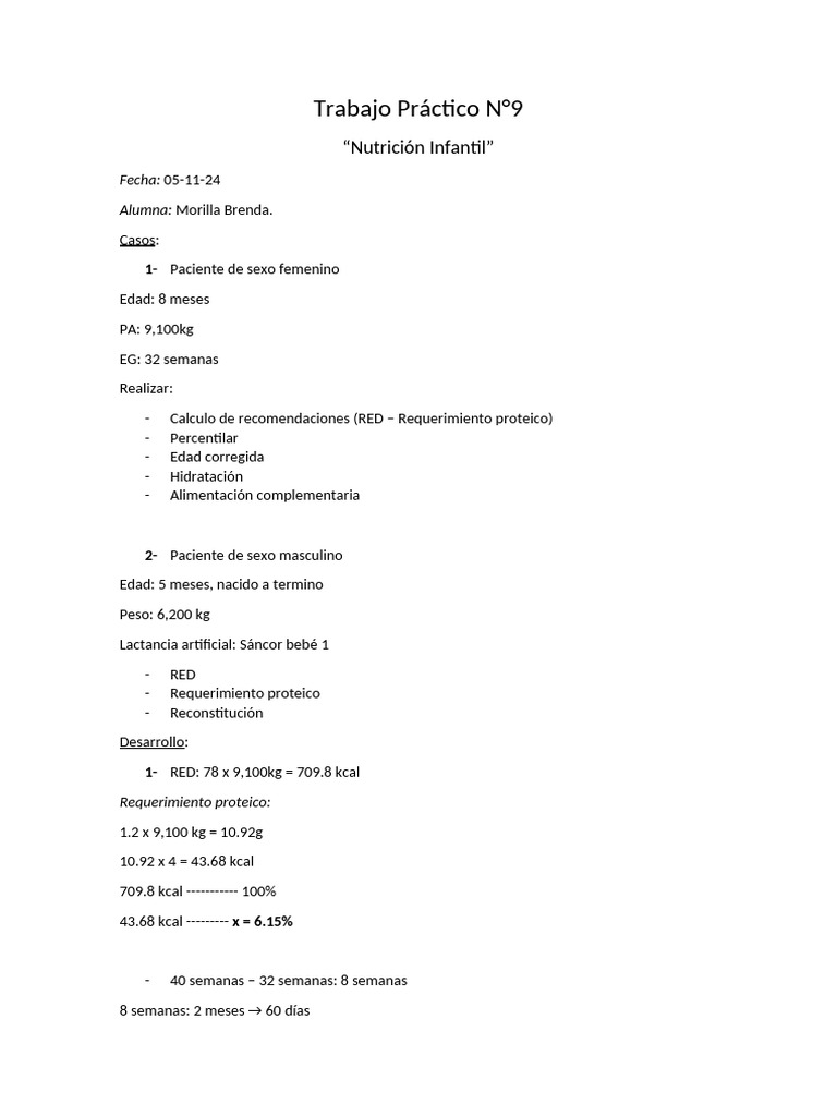 TP N°9 | PDF | Caloría | Unidades de medida