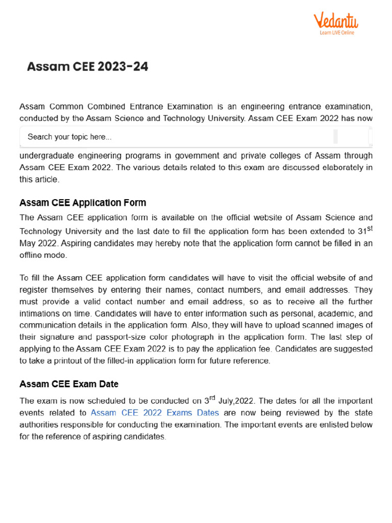 Assam CEE 2023-24 | PDF