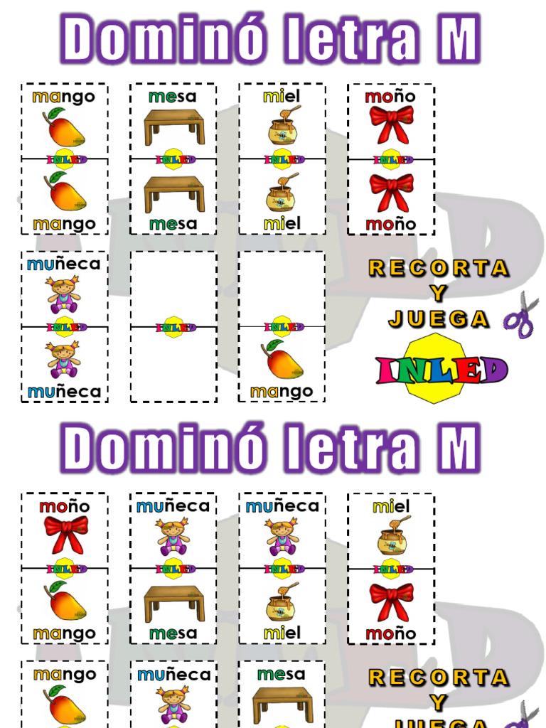 Dominó Inled Letra M | PDF | Artes del Lenguaje y Comunicación