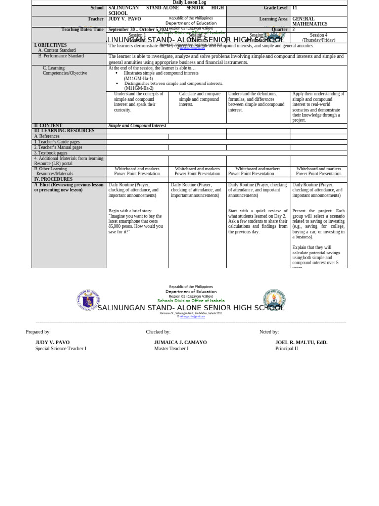 week1Q2_DLL_GenMath | PDF | Learning | Cognitive Science