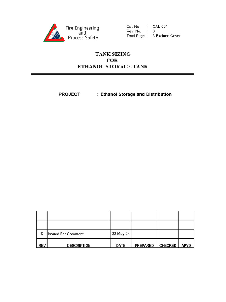 Ethanol Storage Tank Sizing Guide | PDF