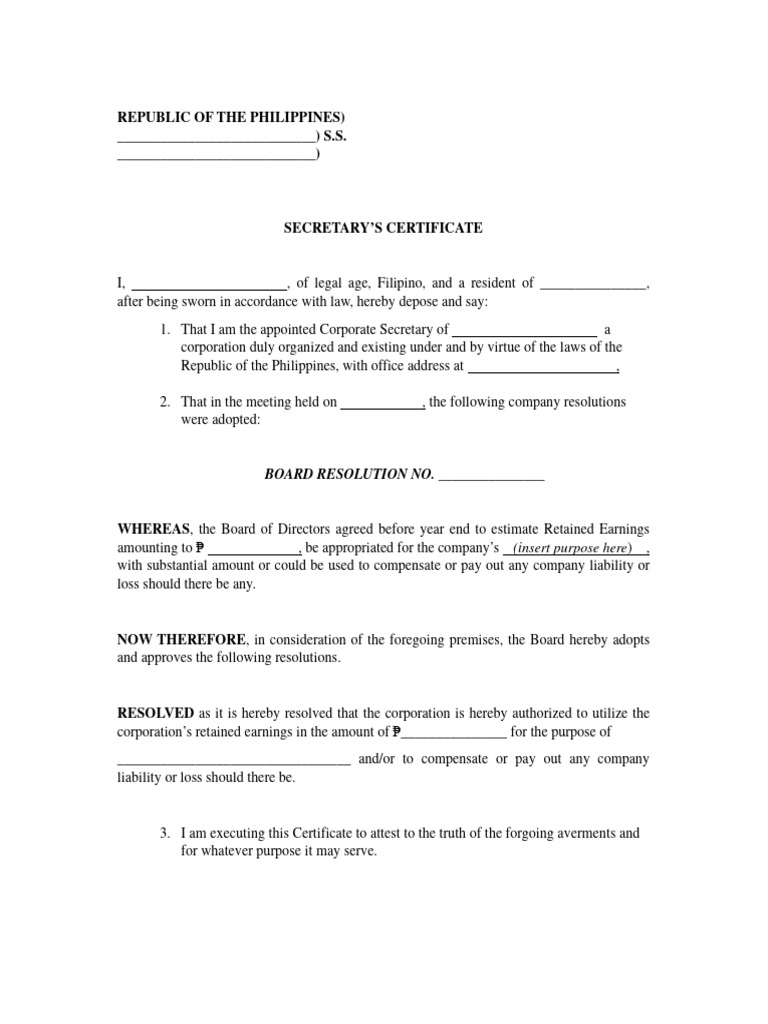 Board Resolution for Retained Earnings | PDF