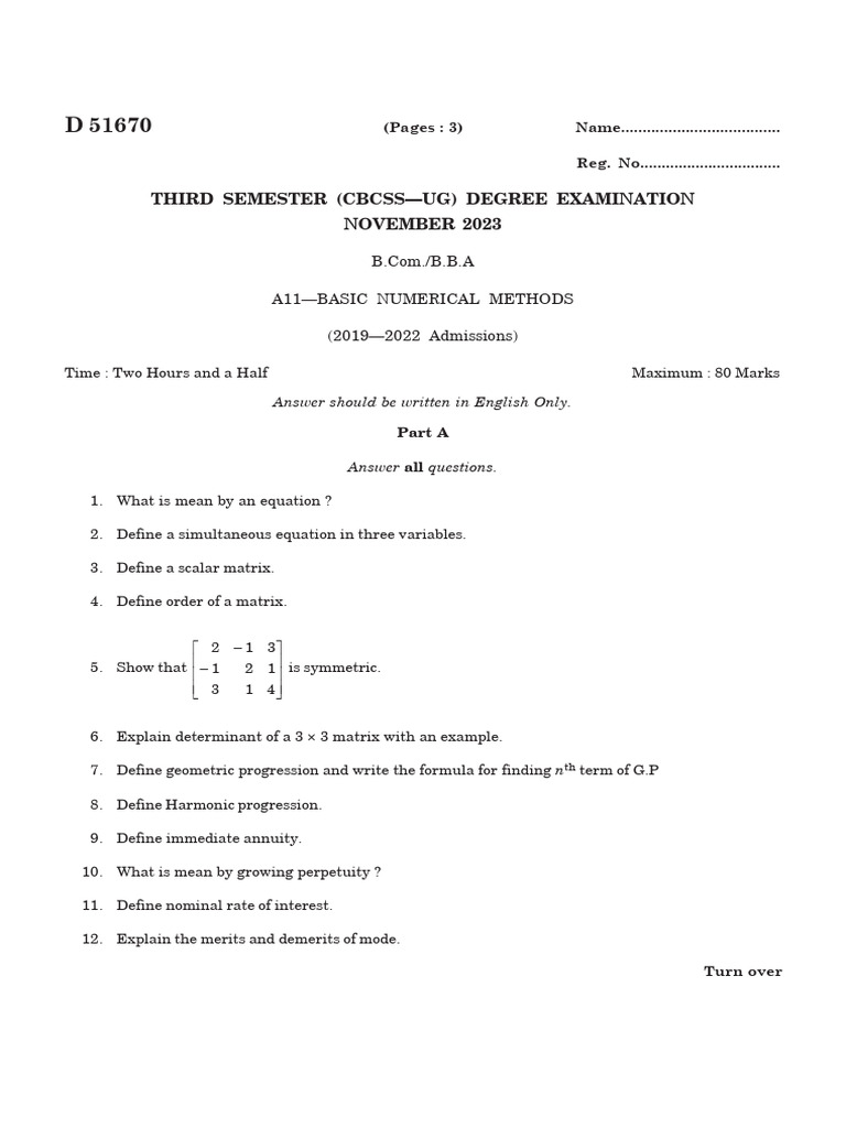 Basic Numerical Methods-1 | PDF | Matrix (Mathematics) | Mean
