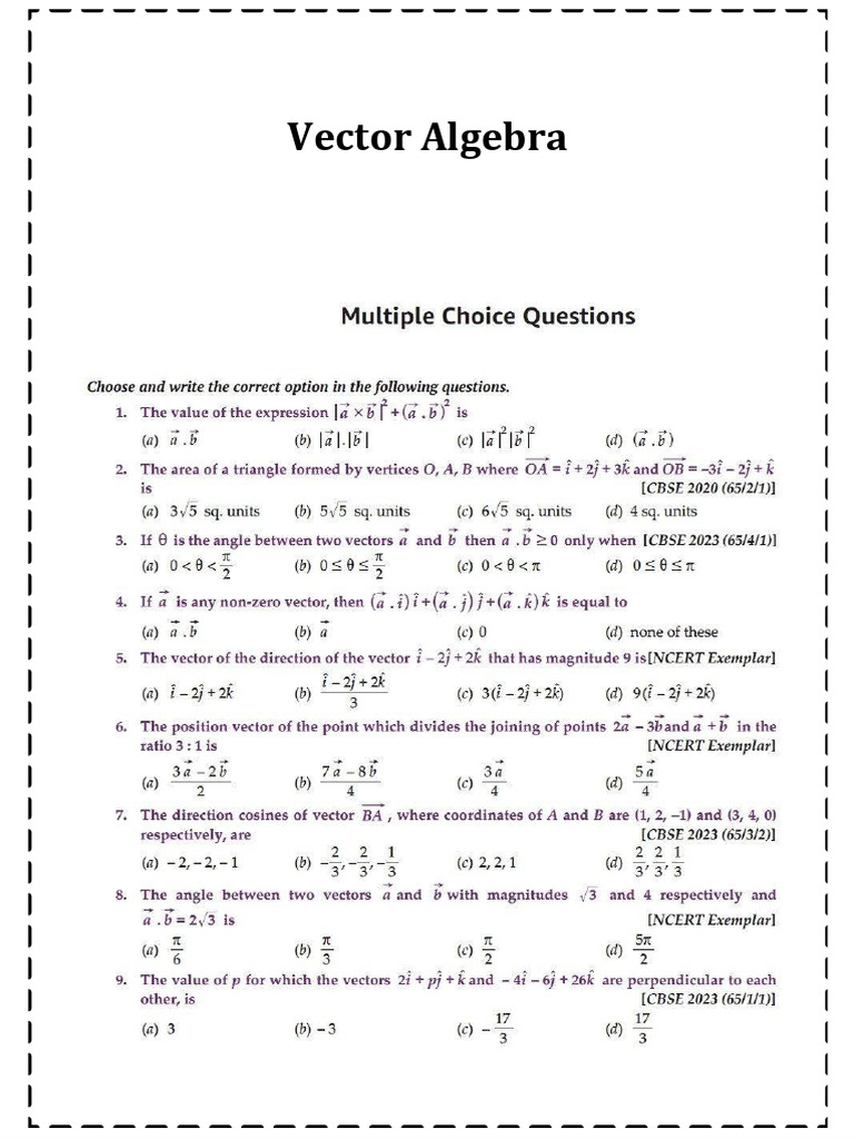 Vector Algebra | PDF