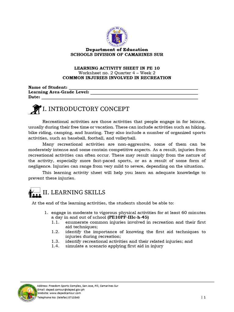 Q4 - PE - 10 - LAS 2 - Week2 - Common Injuries | PDF | Knee | Clinical ... Q4 - PE - 10 - LAS 2 - Week2 - Common Injuries | PDF | Knee | Clinical ...