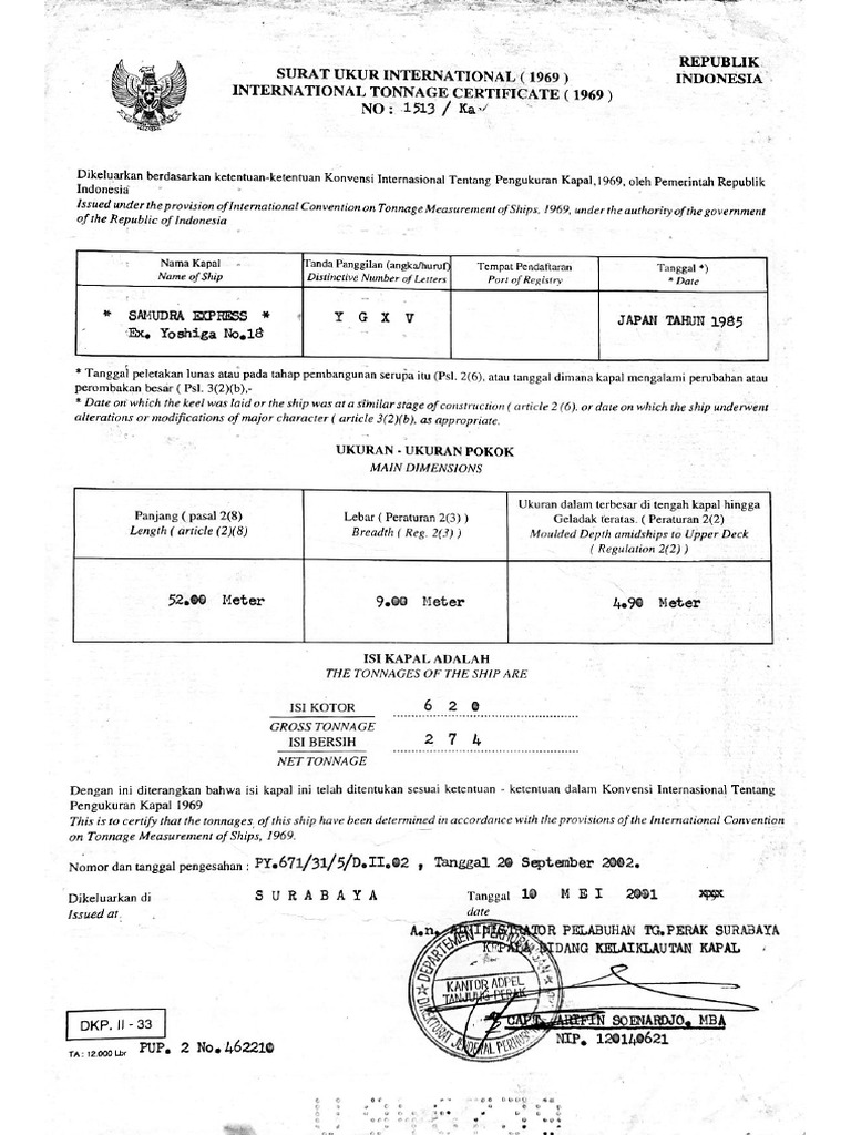 Contoh Surat Ukur Kapal | PDF