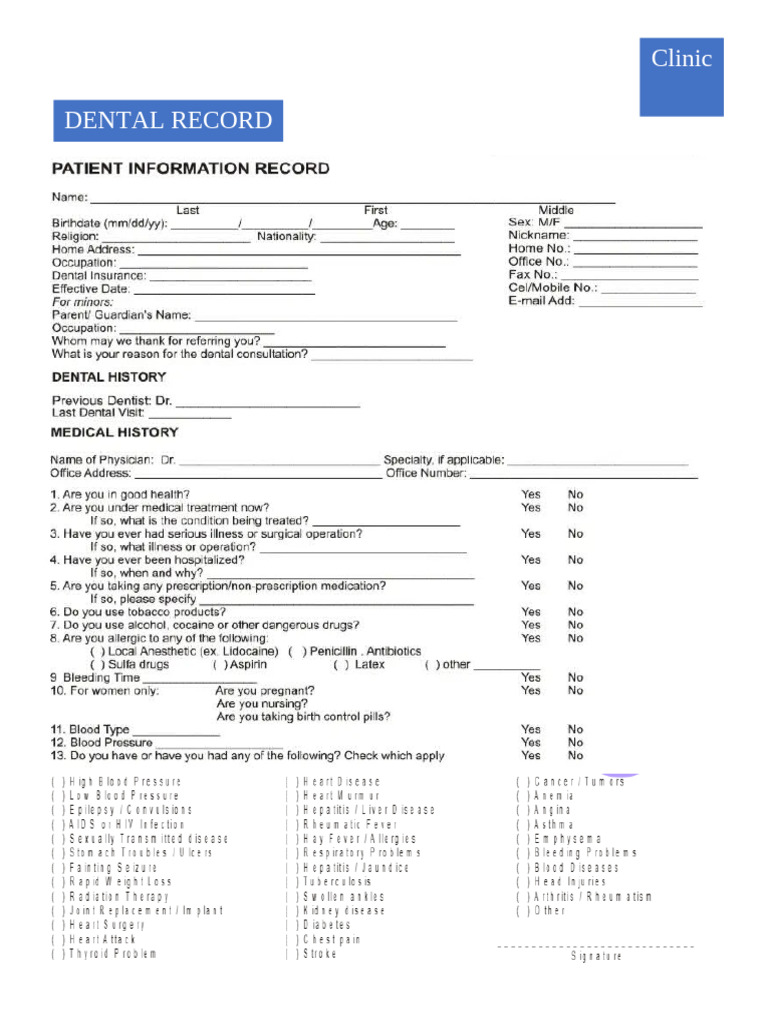 Clinic Name (Patient Chart) | PDF | Cooking, Food & Wine | Technology & Engineering