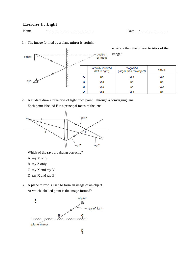 E1 - Light | PDF | Refraction | Reflection (Physics)
