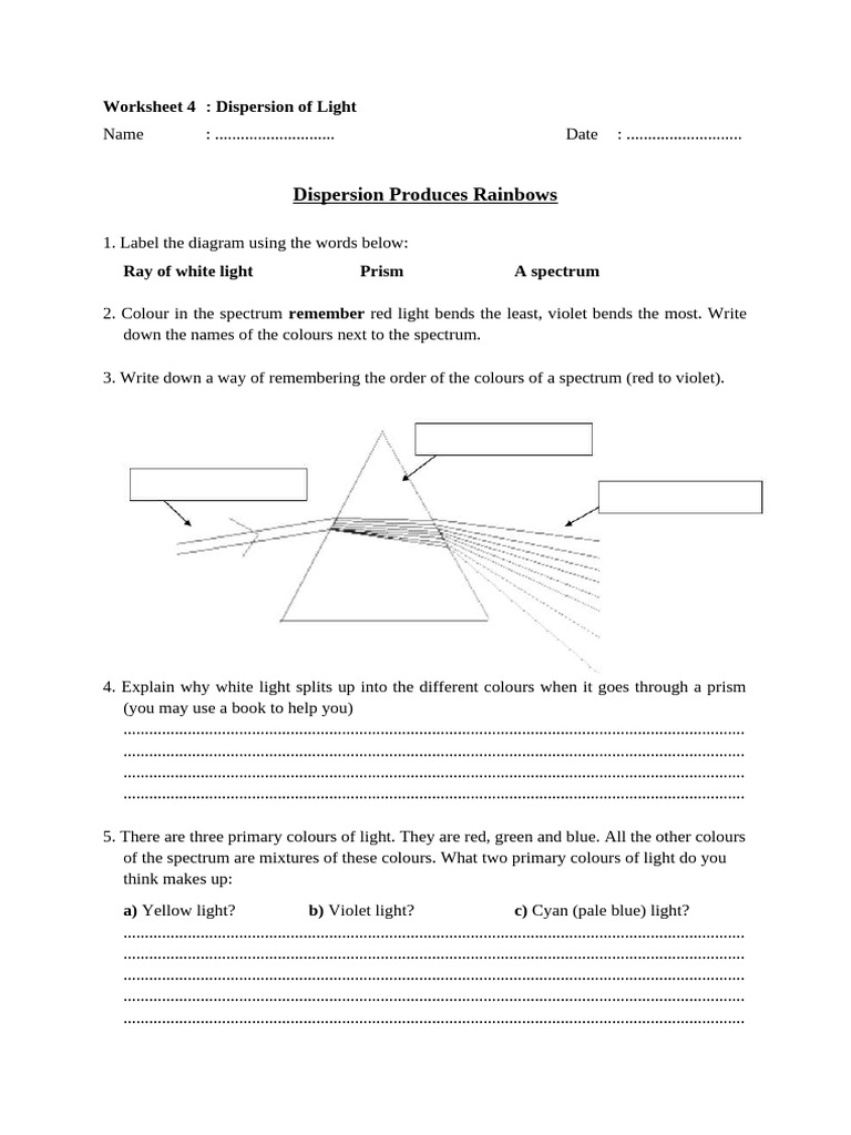 Worksheet 4 - Dispersion | PDF | Foreign Language Studies