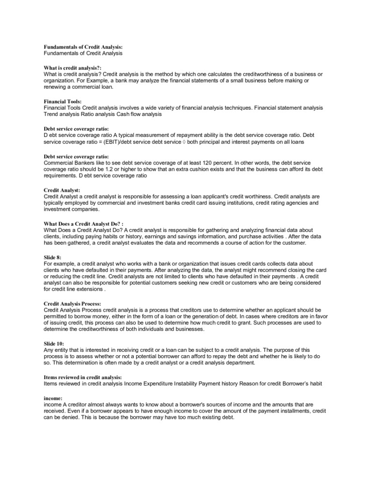 Fundamentals of Credit Analysis | PDF | Credit (Finance) | Financial ...