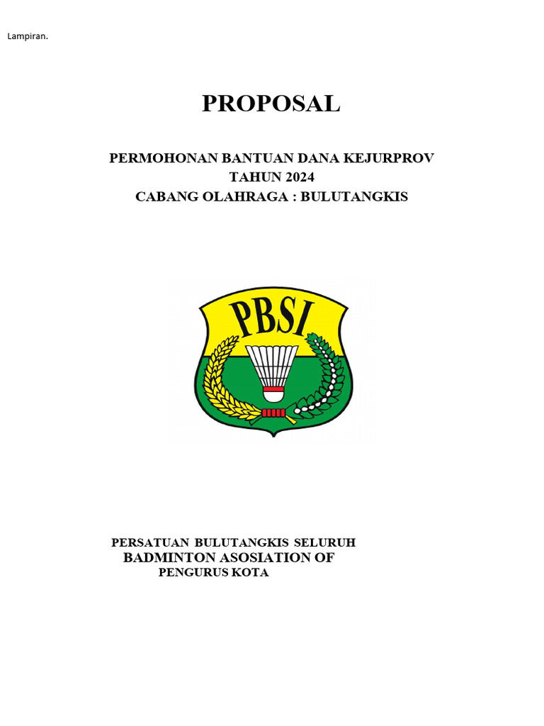 008-Proposal Kejurprov Tahun 2024 | PDF