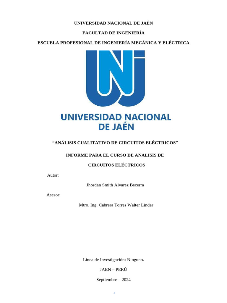 IME VCICLO SEMANA2 ANALISIS DE CIRCUITOS ELECTRICOS ALVAREZ BECERRA JHORDAN SMITH 2024.word ...