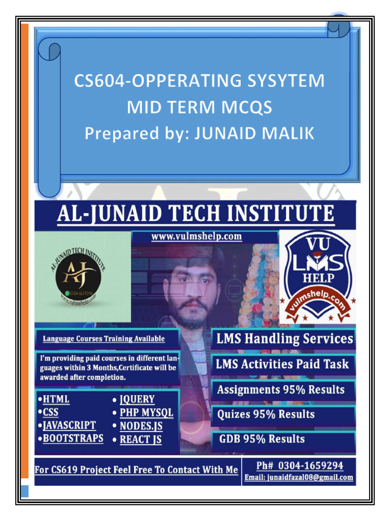 CS604 MIDTERM SOLVED MCQS by Rafiqe | PDF | Process (Computing) | Scheduling (Computing)