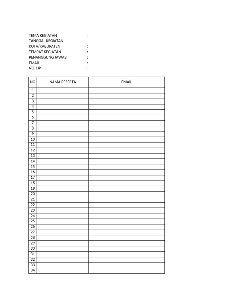 Absen Dan Template Sertifikat | PDF