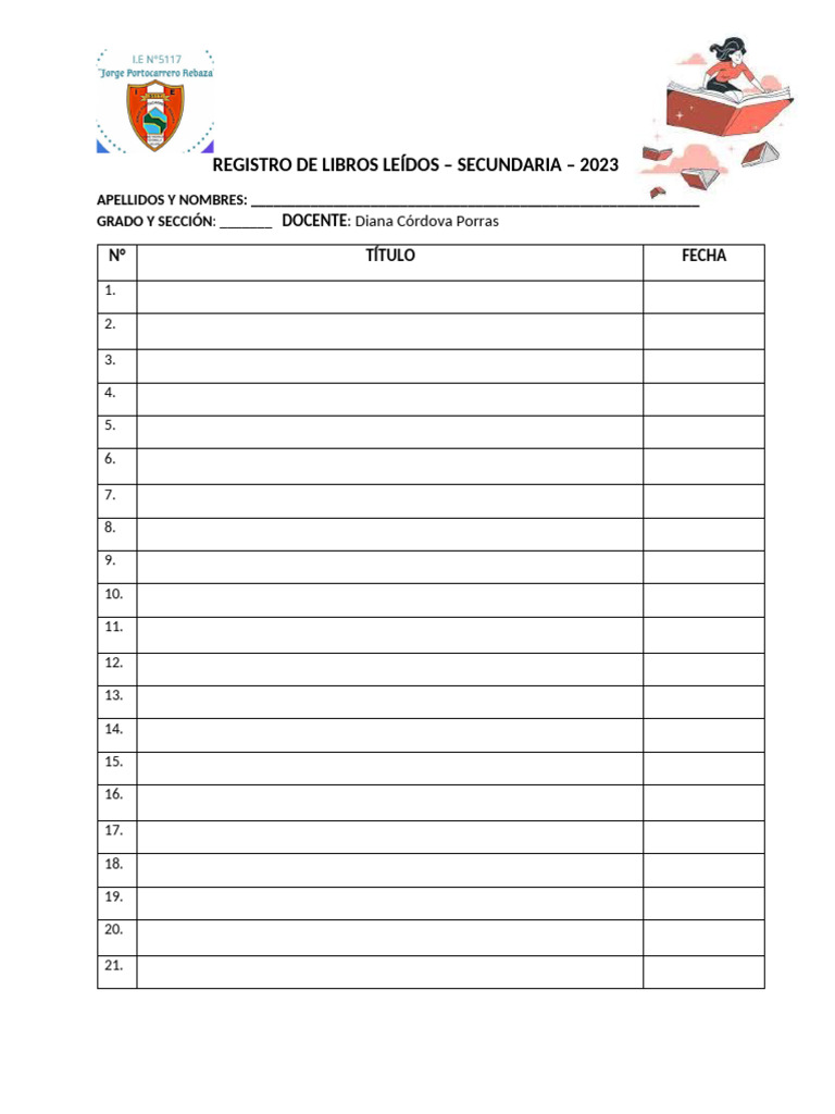 Registro de Libros Leídos - Modelo | PDF