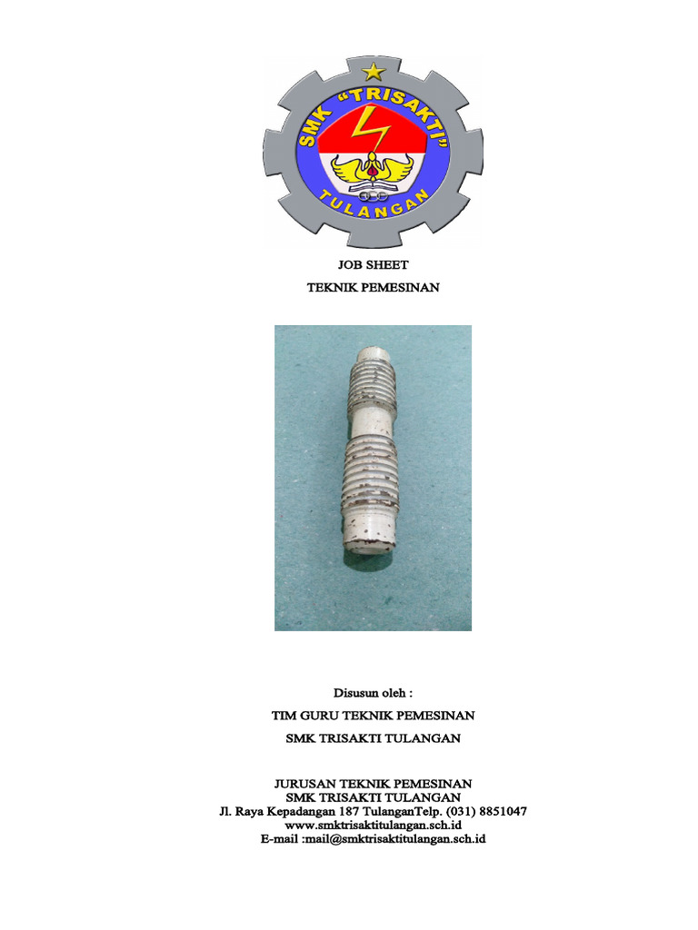 Job Sheet Bubut Ulir Segi 4 KLS Xii SMT 2 No 2 | PDF