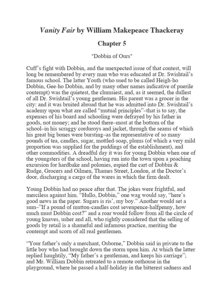 Vanity Fair 006 Chapter 5 Dobbin of Ours | PDF | Vanity Fair (Novel)