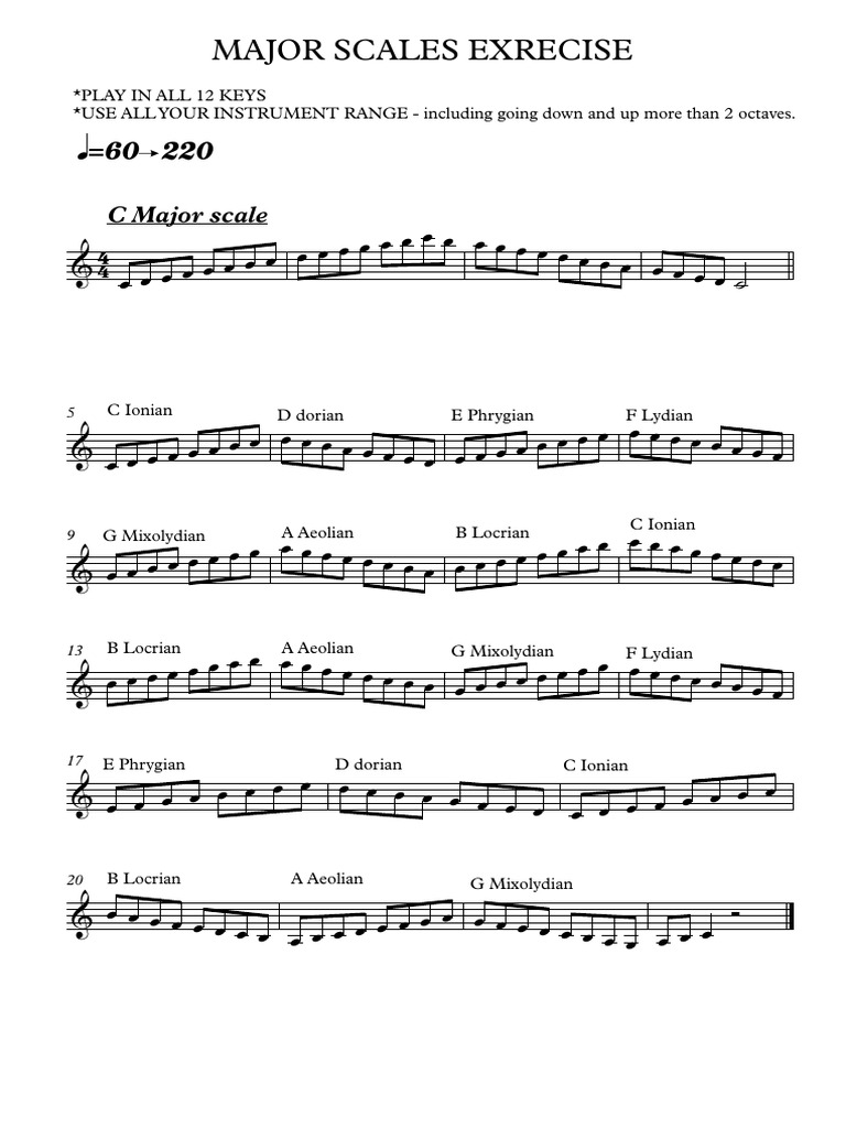 Major Scales Exercise-12 Keys | PDF