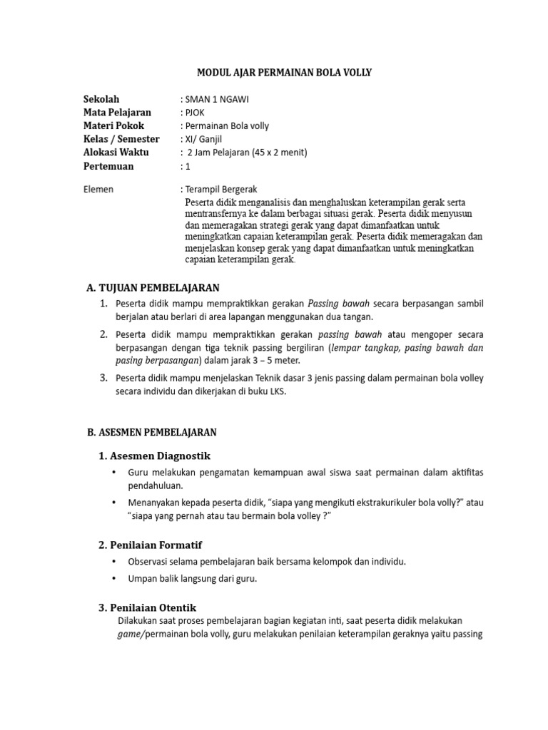 Modul PJOK Kelas 10 2024 | PDF