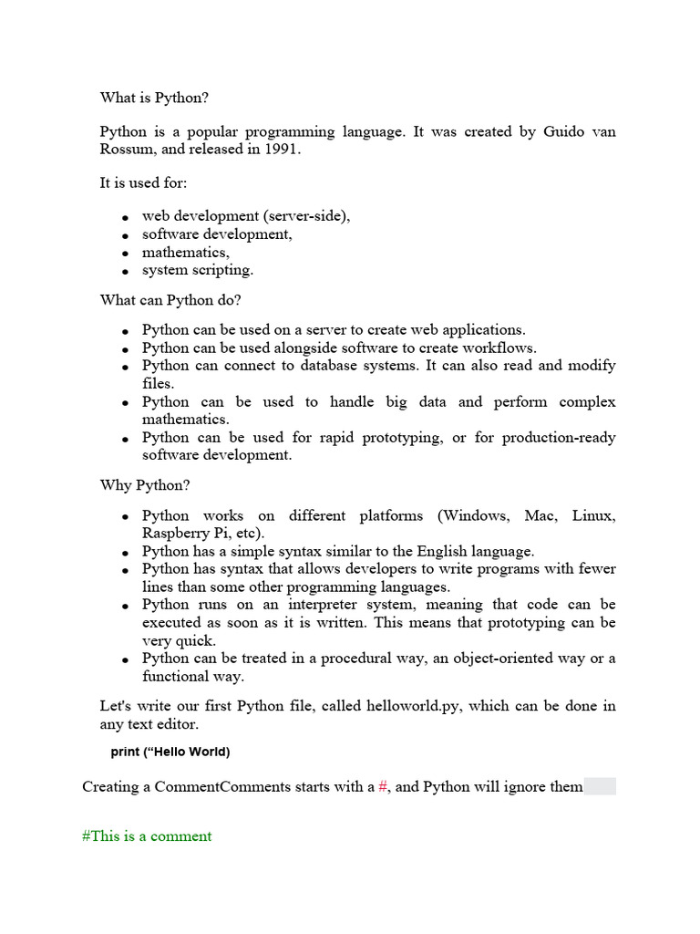Basic Python | PDF | Python (Programming Language) | Data Type Basic Python | PDF | Python (Programming Language) | Data Type