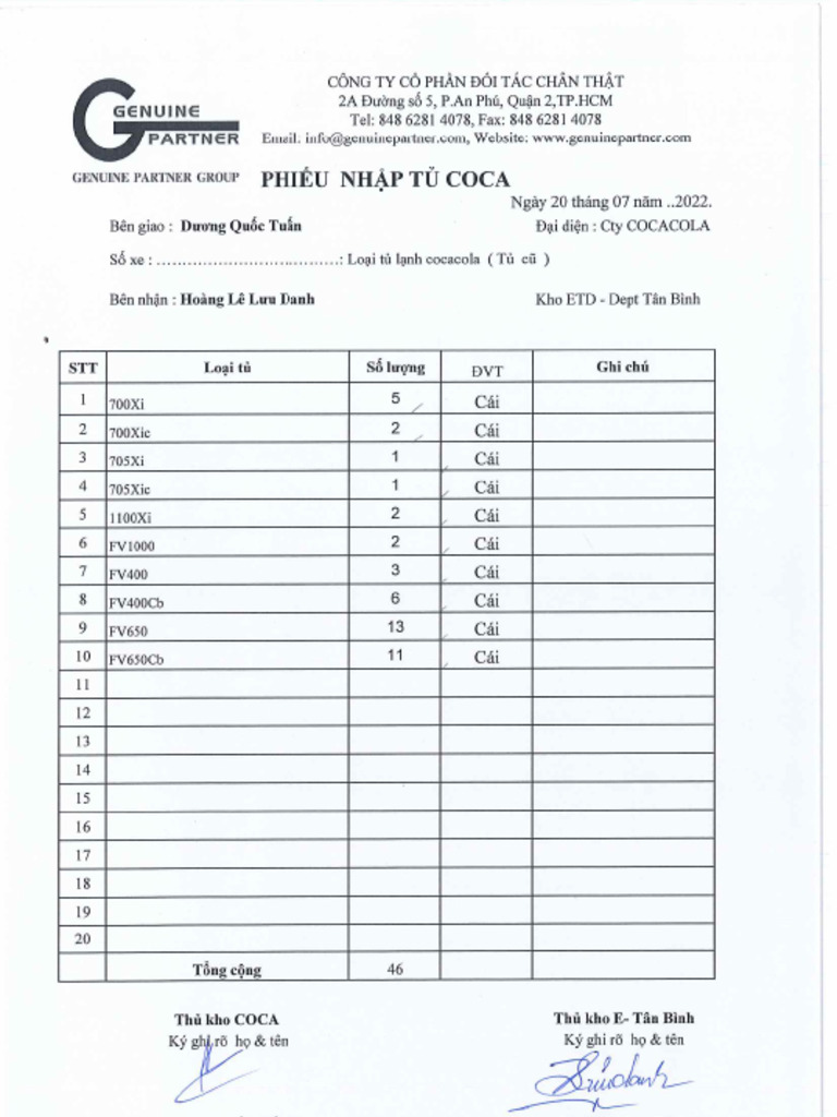 Phieu Nhap Kho | PDF